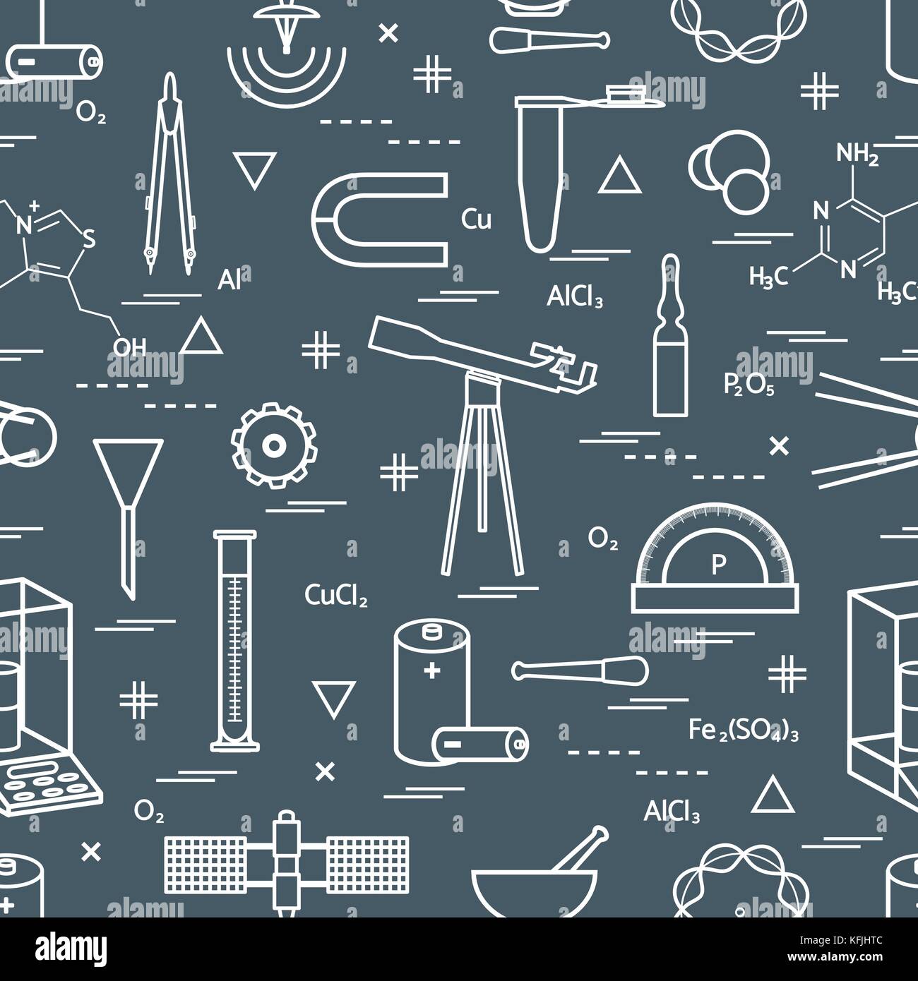Seamless pattern with variety scientific, education elements: dividers ...