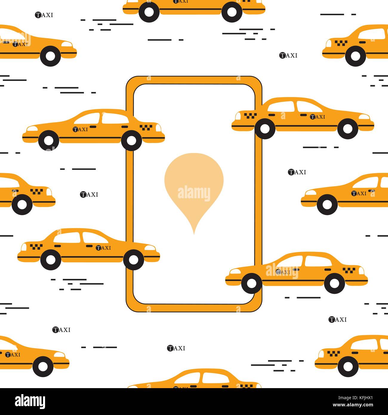 Taxi pattern with taxi mobile app. Design for announcement ...