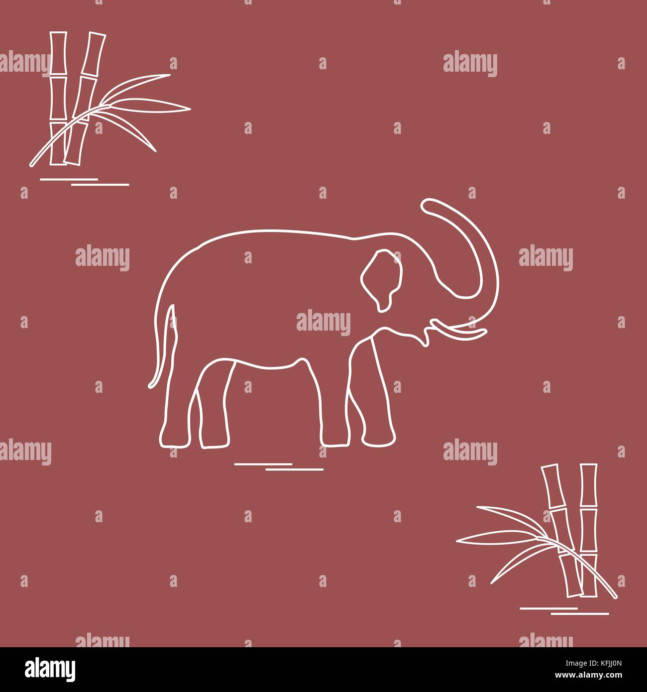 Stylized icon of elephant and bamboo. Design for poster or print Stock ...