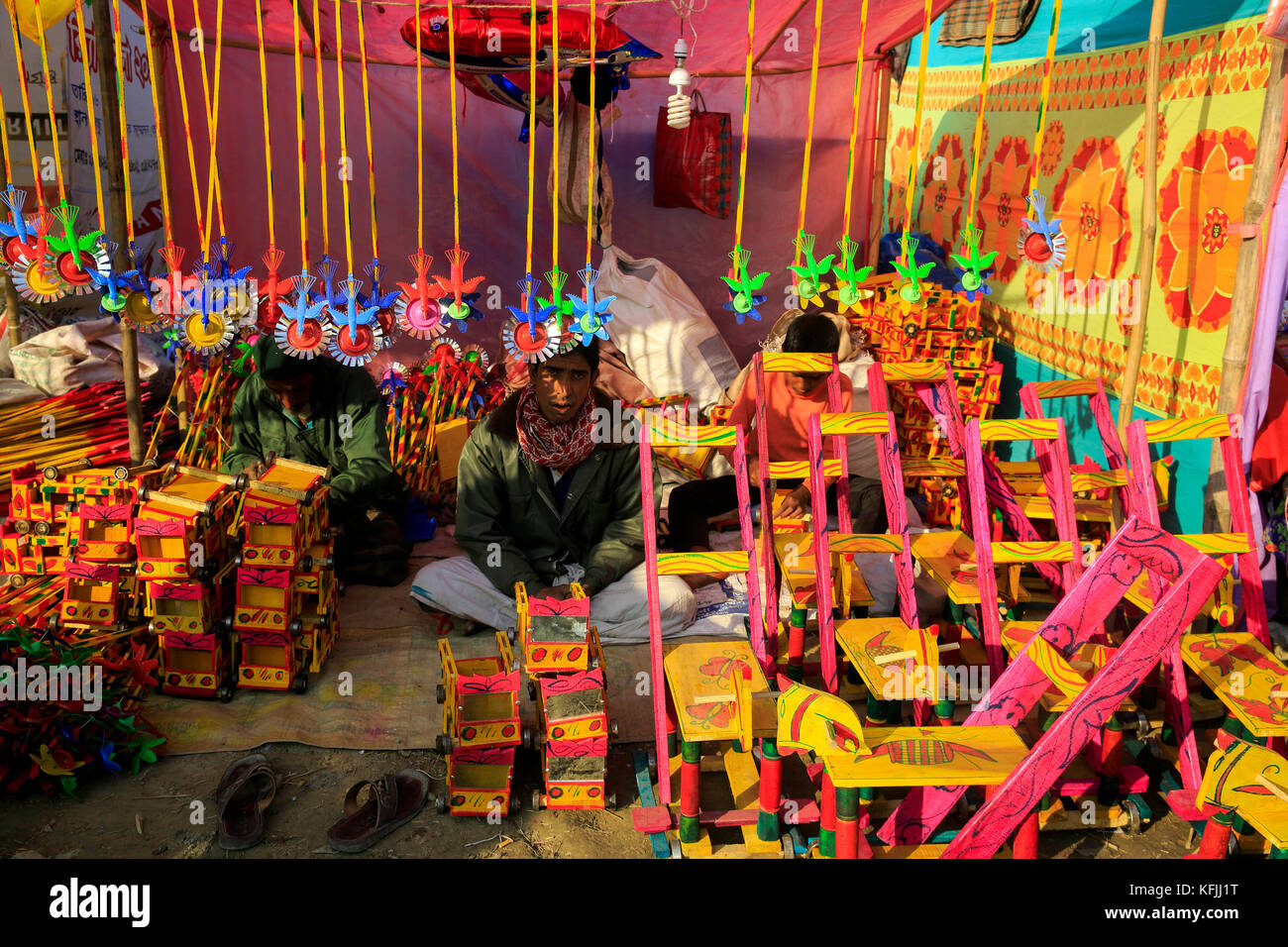 Traditional wooden products stall at Poradaha Mela at Poradaha near ...