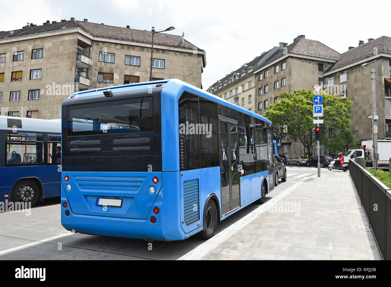Blue buses on the streets of Budapest, Hungary Stock Photo - Alamy