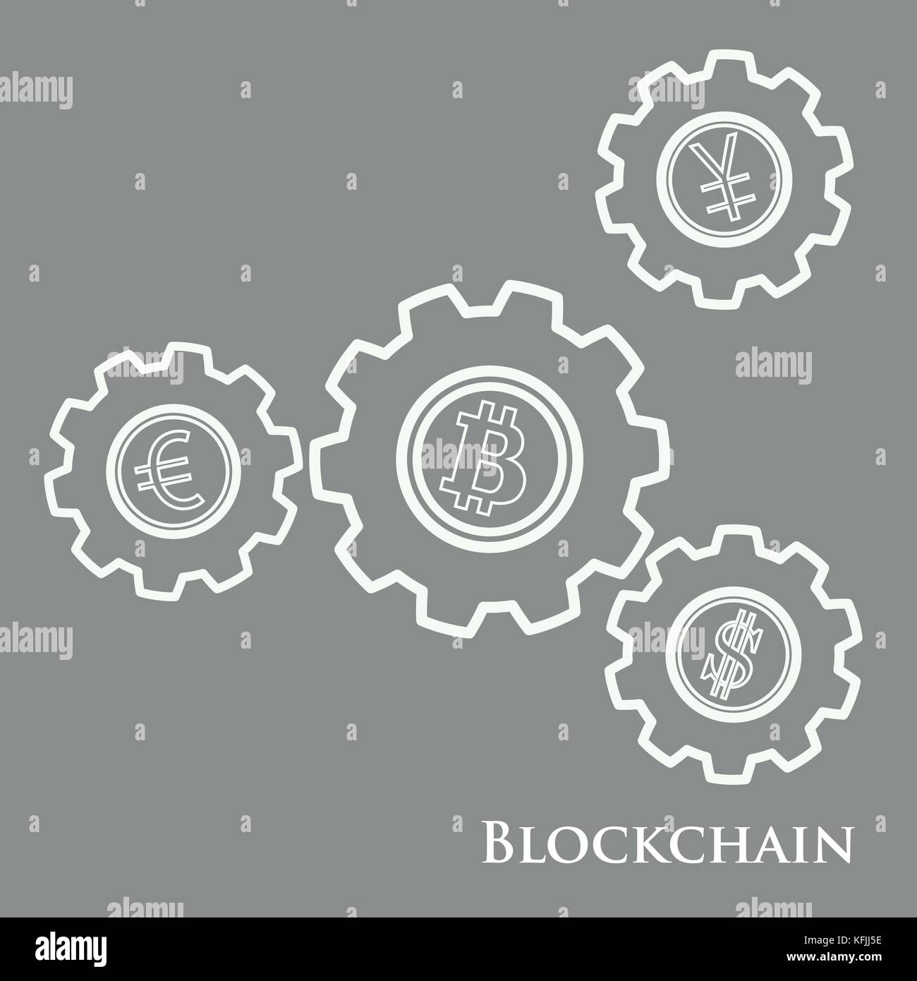 Blockchain. Illustration of digital web money transfer. Gear with ...