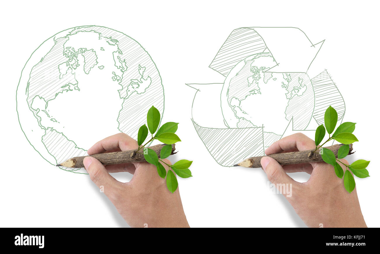 Pencil drawing recycling sign hi-res stock photography and images - Alamy