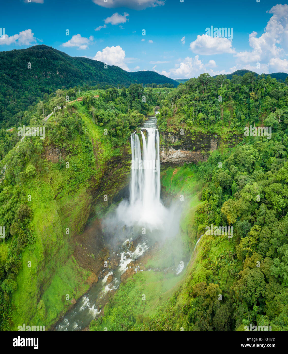 Sekatam waterfall pumping in the south west monsoon. Laos waterfall ...