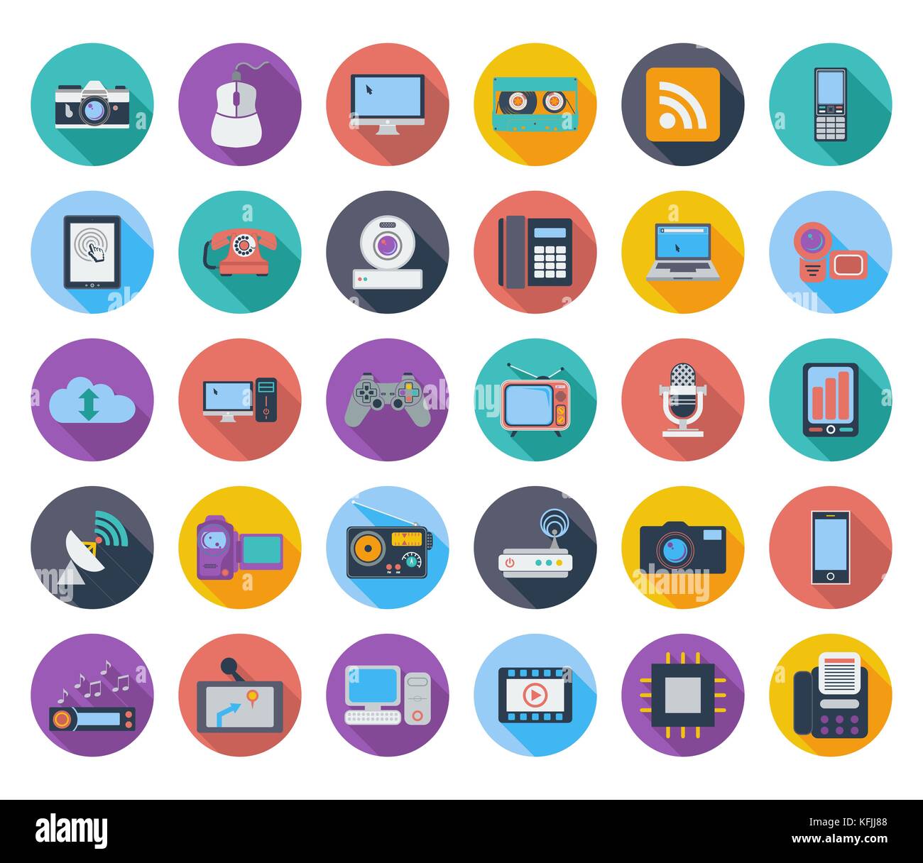 Devices icons, whit long shadow. Vector illustration Stock Vector Image ...