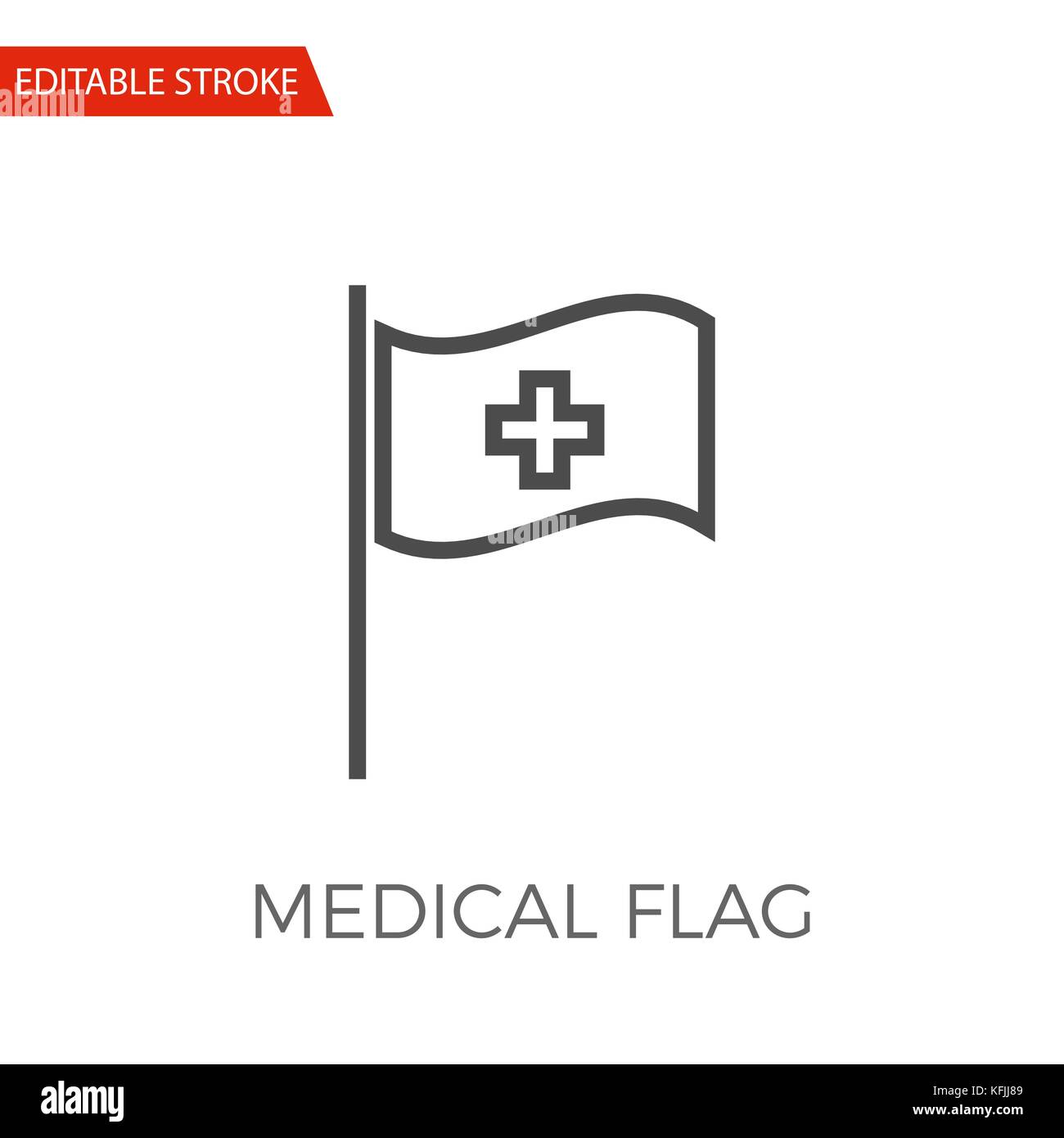 Medical Flag Thin Line Vector Icon. Flat Icon Isolated on the White ...