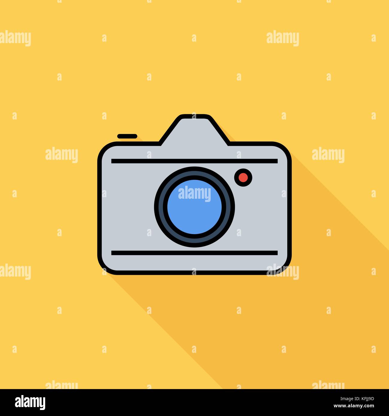 Camera icon. Flat vector related icon with long shadow for web and ...