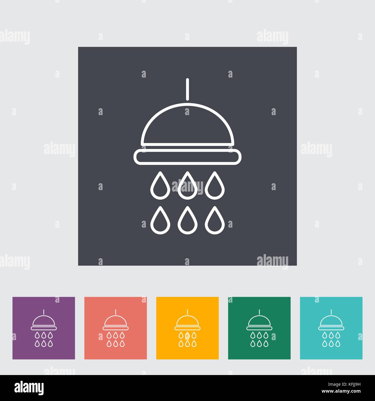 Shower. Outline icon on the button. Vector illustration Stock Vector ...