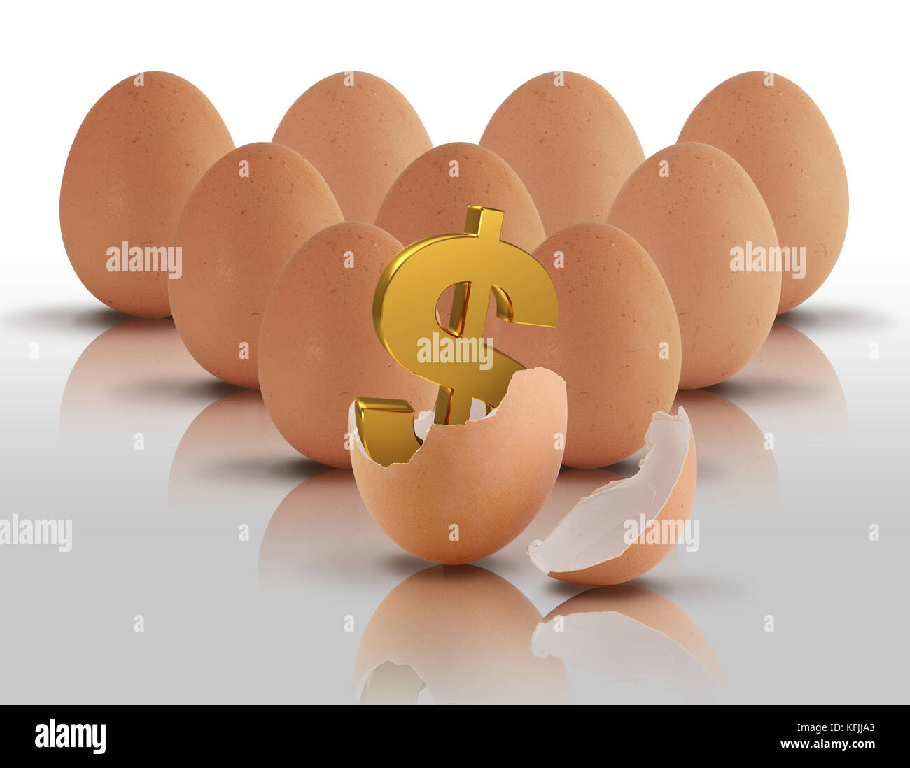 Dollar Sign in Eggs on White Background Stock Photo - Alamy