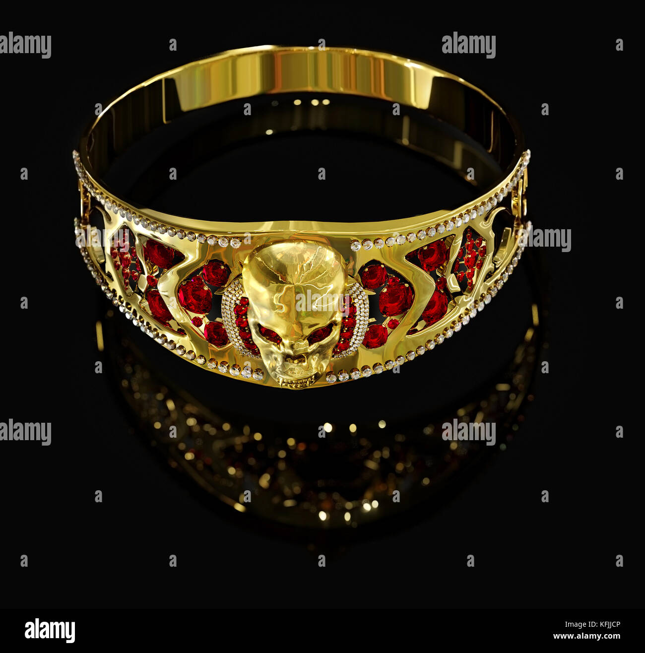 Jewelry gold skull ring with diamond and red ruby gems Stock Photo - Alamy