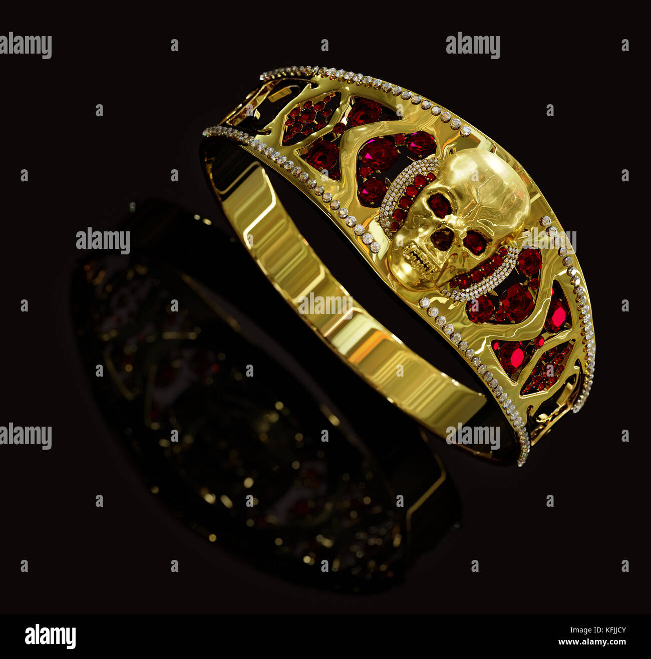 Jewelry gold skull ring with diamond and red ruby gems Stock Photo - Alamy