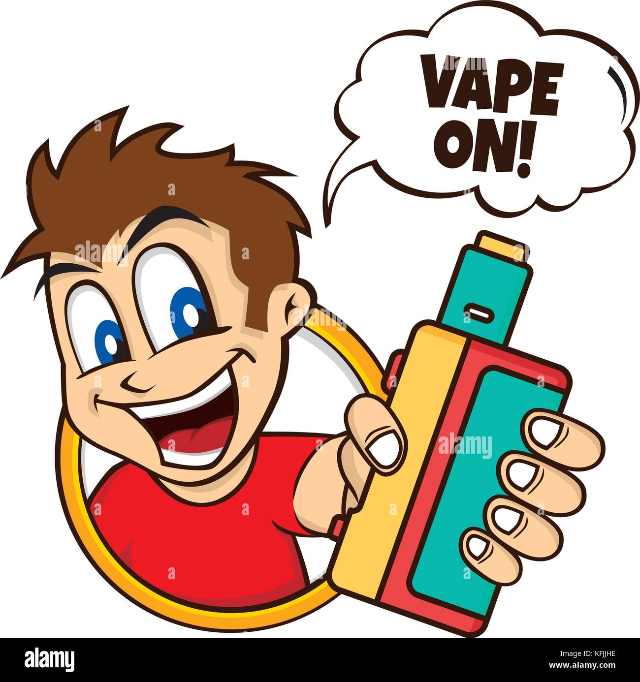man showing electric cigarette mod cartoon vector art Stock Vector ...