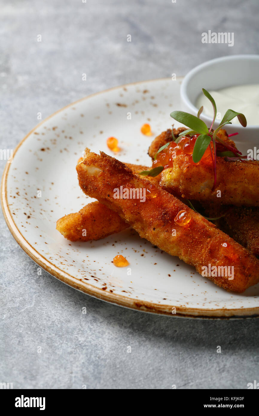fish sticks with deep, food closeup Stock Photo - Alamy