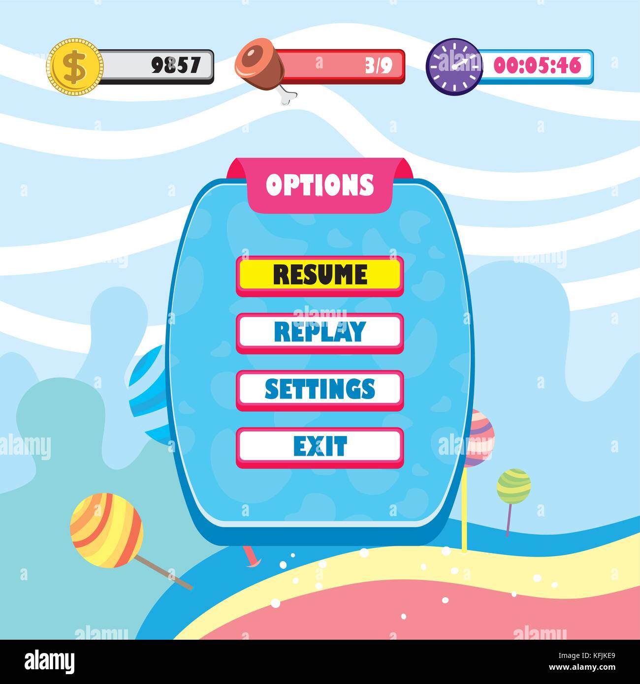 game asset menu layer - video game icon sign symbol vector art Stock ...