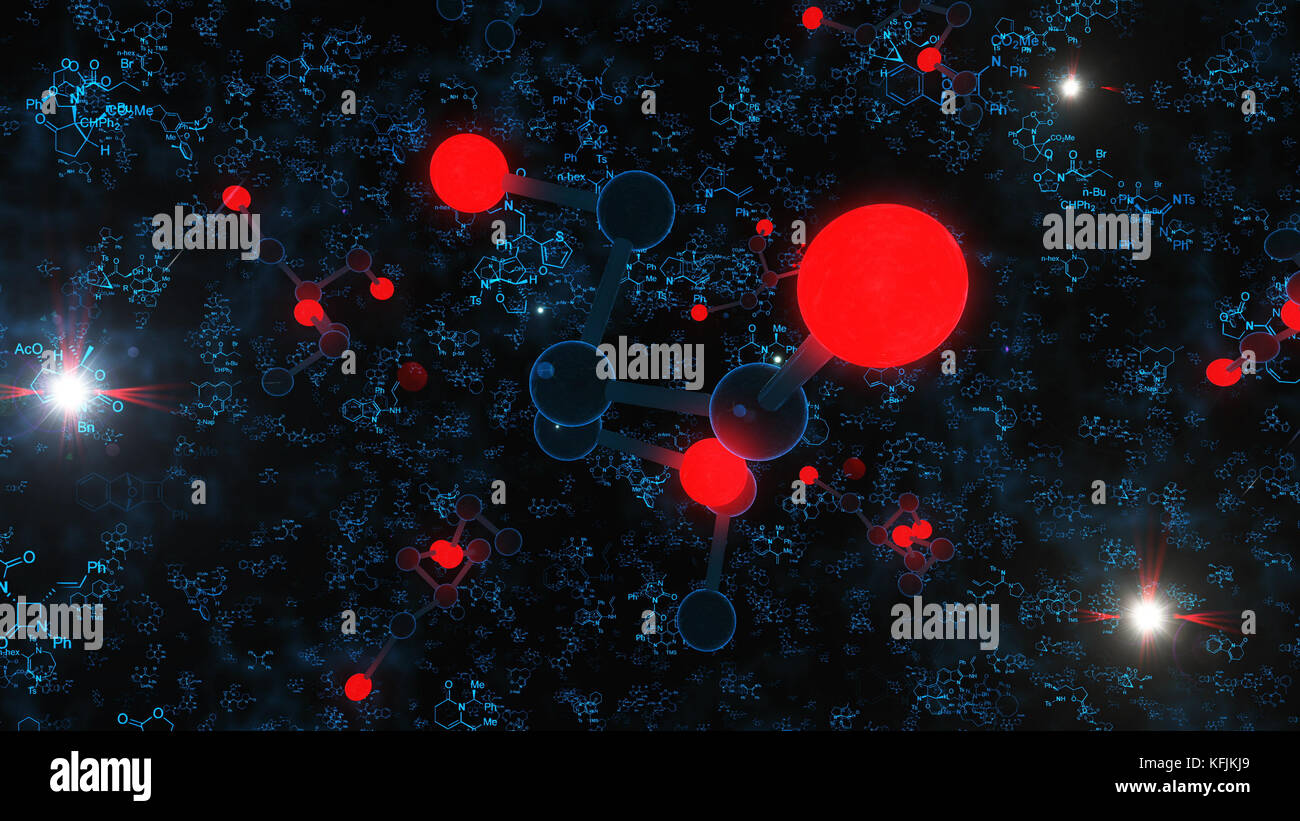 An impressive 3d rendering of red and black molecule structures on the ...