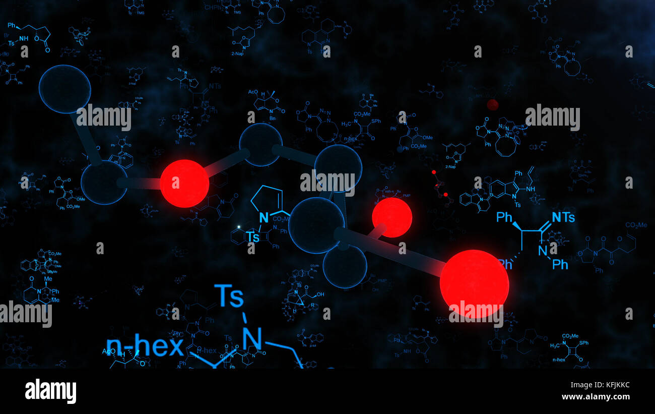 A stunning 3d illustration of black and red molecule structures on the ...