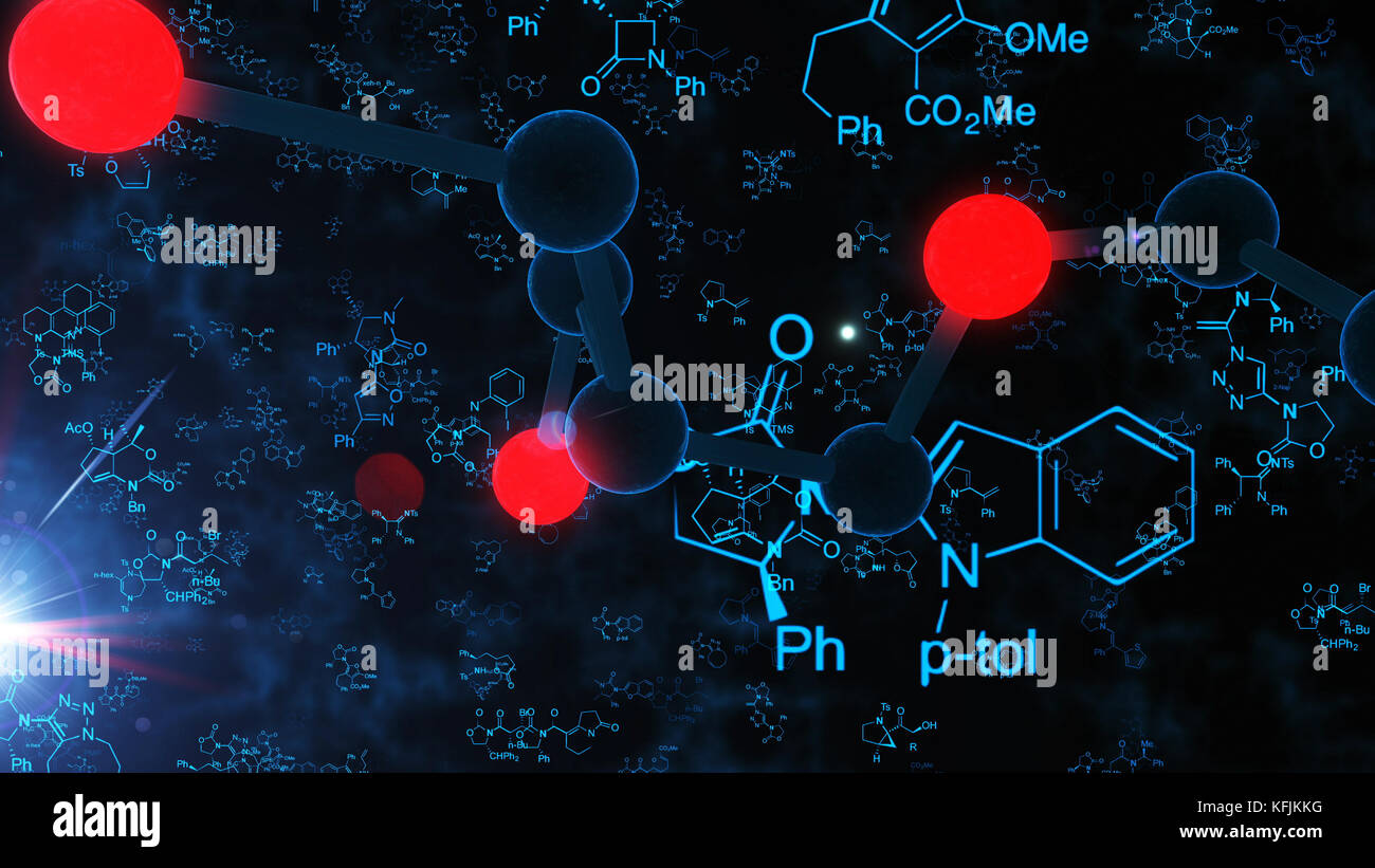 A splendid 3d rendering of big black and red molecule structures on the ...