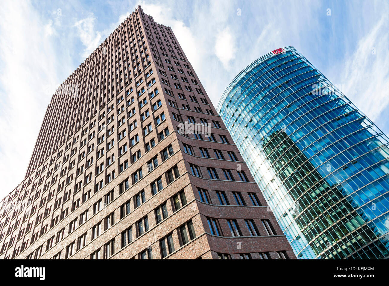 Kollhoff Tower (Left) and Bahn Tower on Potsdamer Platz, Berlin ...