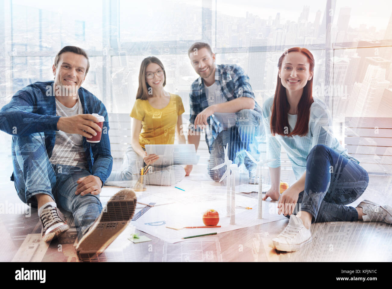 Group of positive people posing on camera Stock Photo - Alamy
