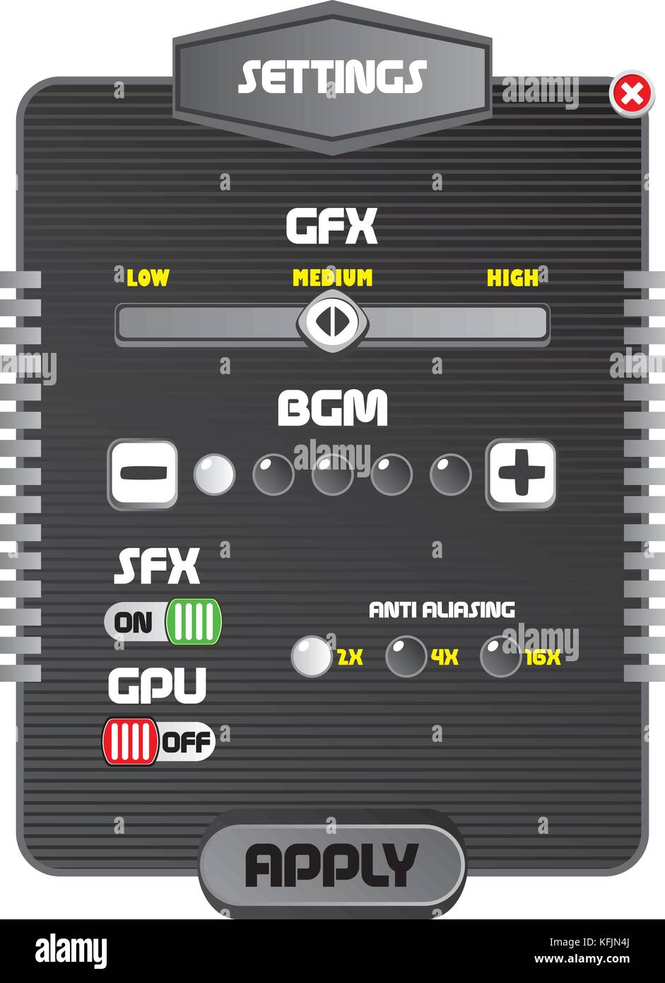 Game Asset Menu Layer Video Game Icon Sign Symbol Vector Art Stock