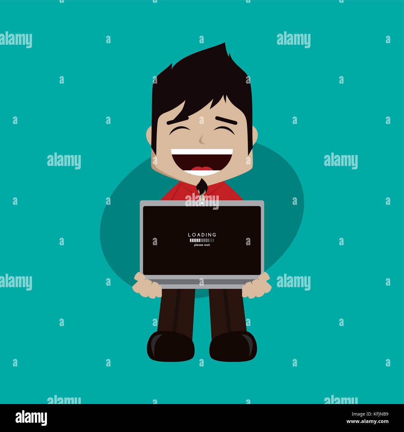 businessman manager at work holding laptop cartoon vector art ...