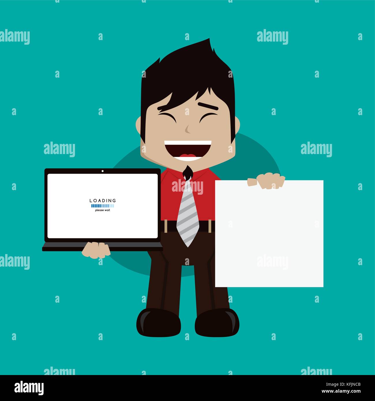 businessman manager at work holding laptop cartoon vector art ...