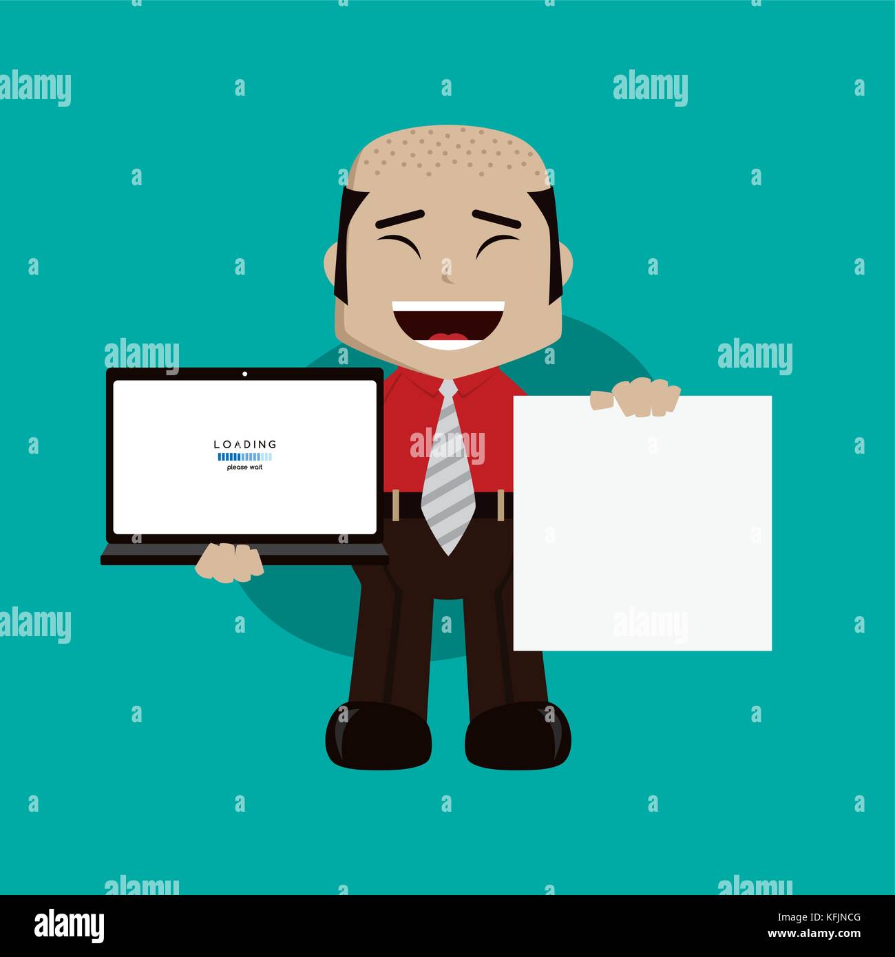 businessman manager at work holding laptop cartoon vector art ...