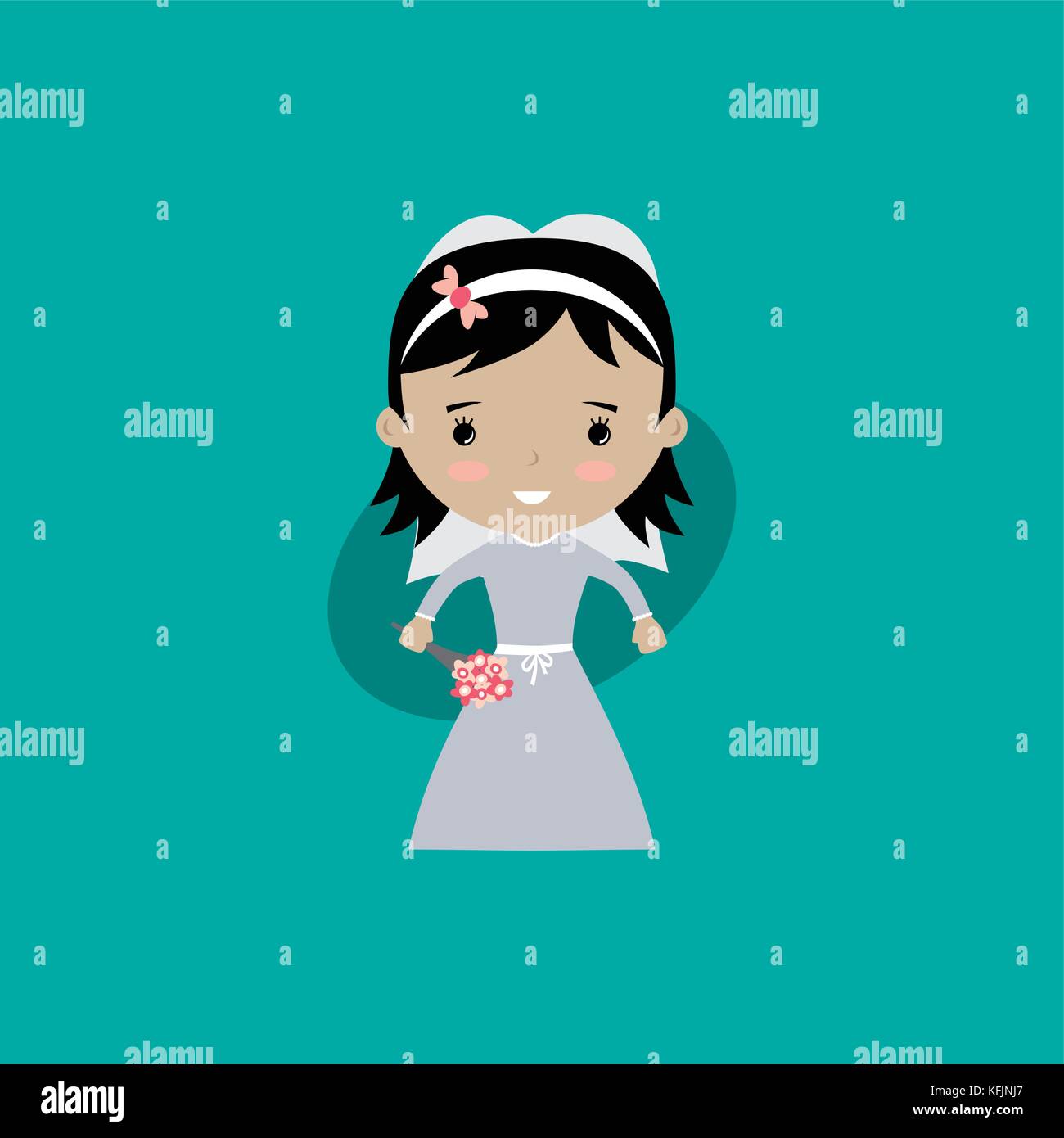 adorable bride lovely marriage cartoon theme vector art Stock Vector ...