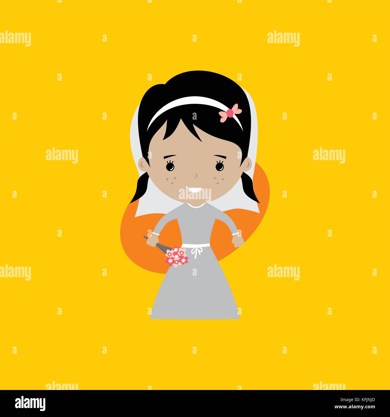 adorable bride lovely marriage cartoon theme vector art Stock Vector ...