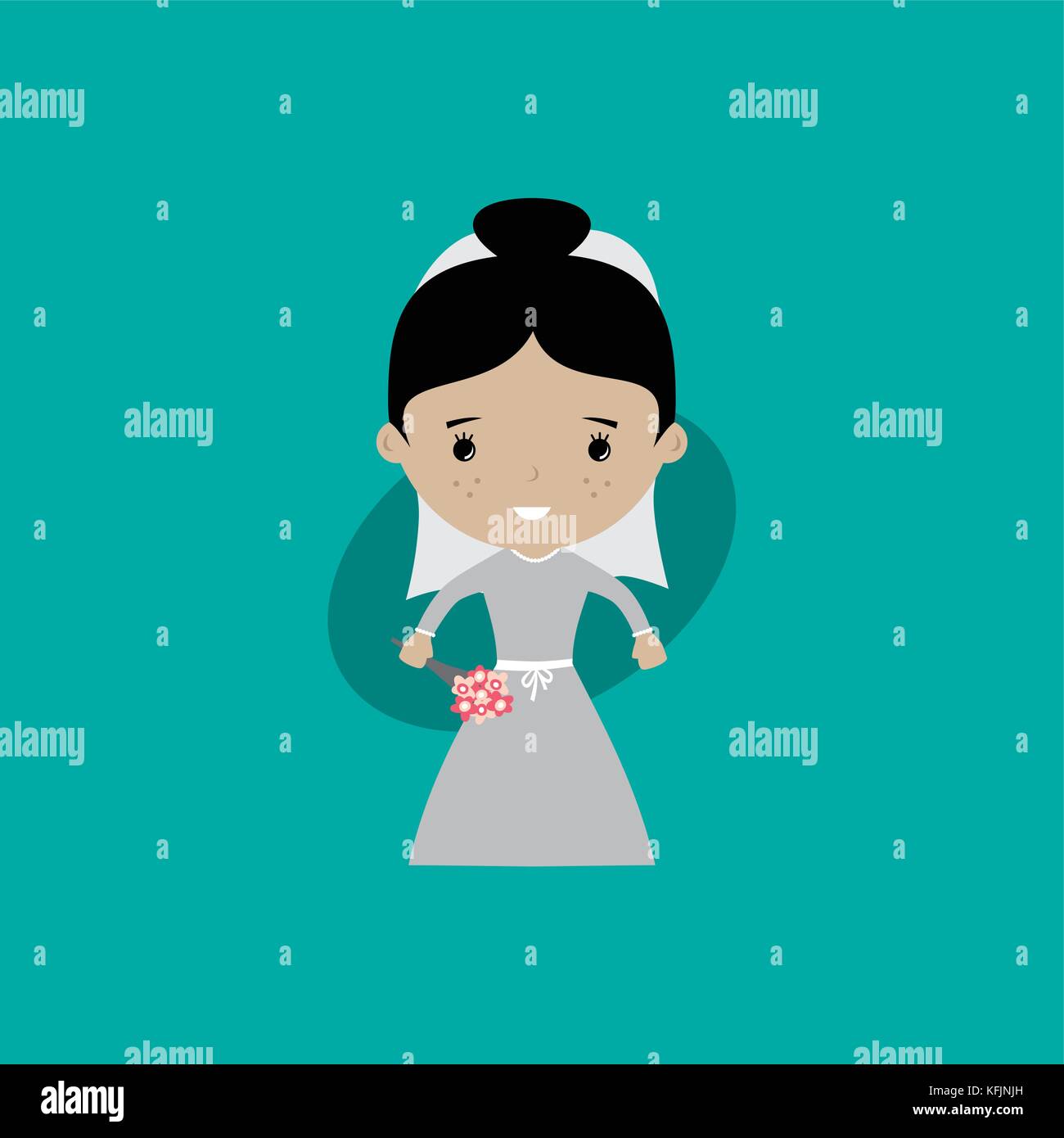 adorable bride lovely marriage cartoon theme vector art Stock Vector ...