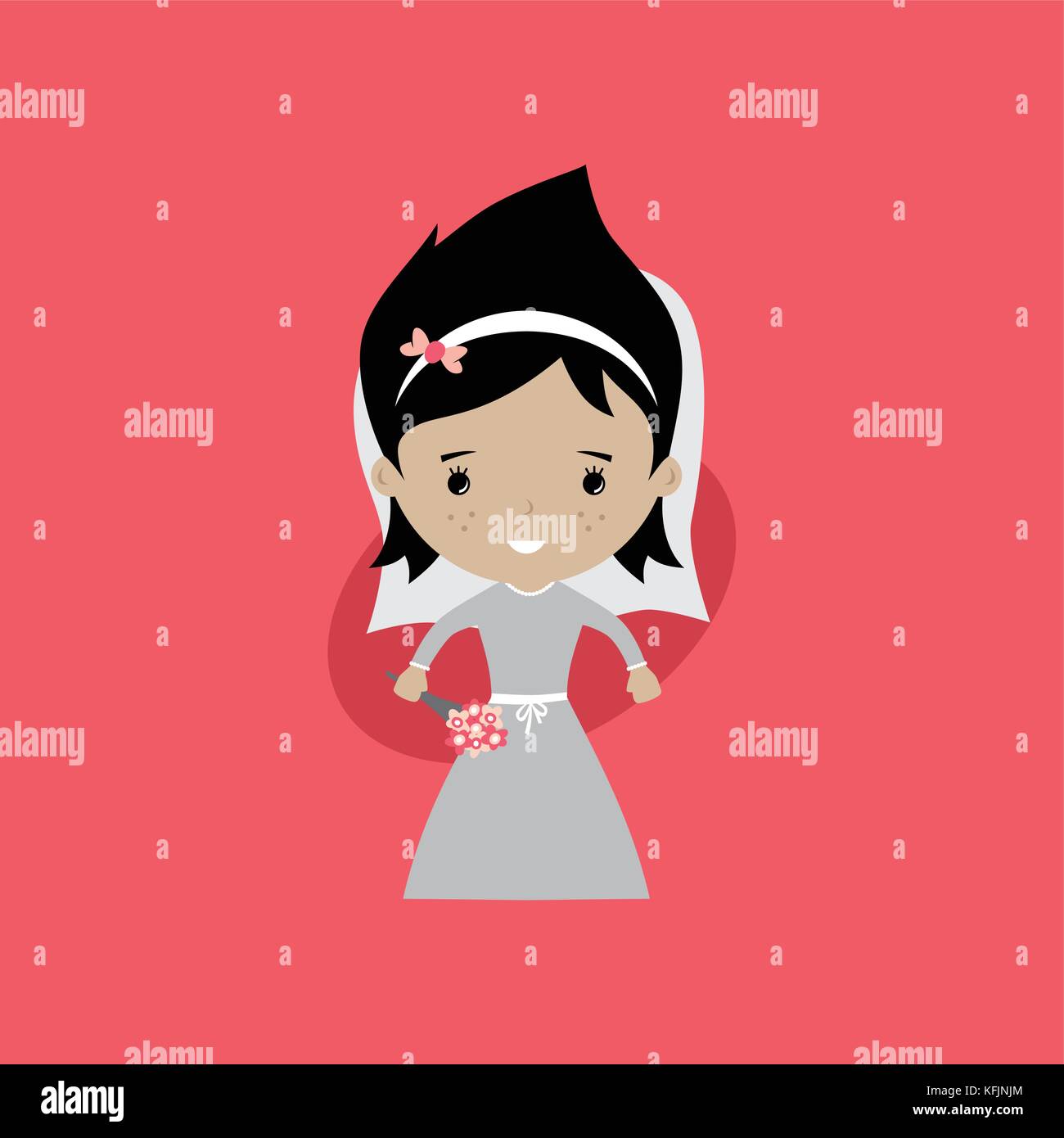 adorable bride lovely marriage cartoon theme vector art Stock Vector ...