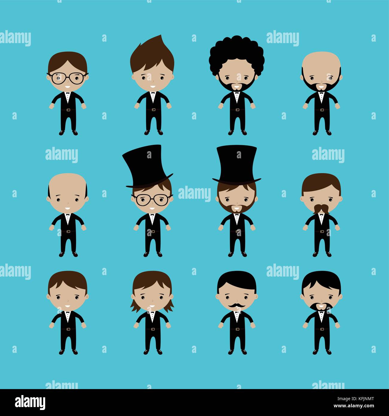 adorable groom lovely cartoon marriage theme vector art Stock Vector ...