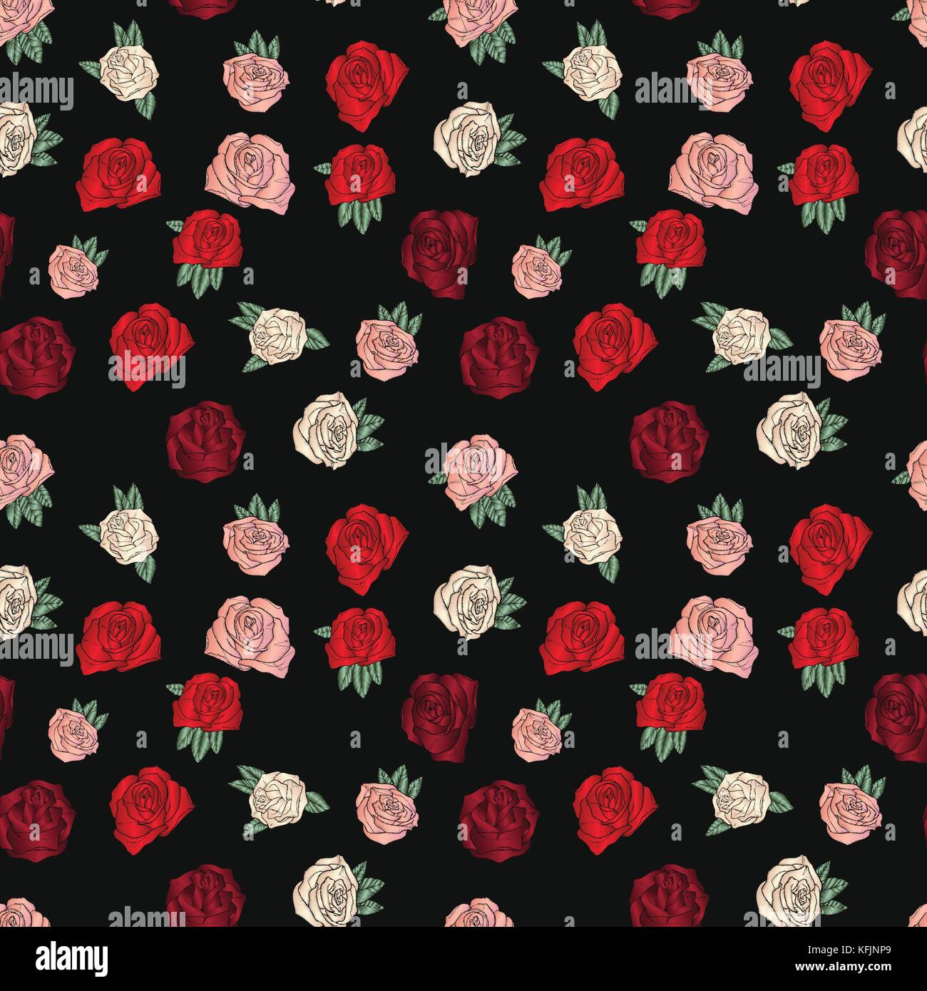 Embroidery seamless pattern with roses Stock Vector Image & Art - Alamy