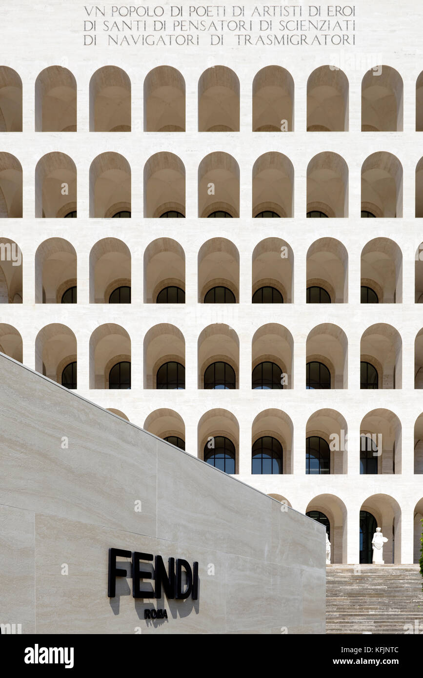 The Palazzo della Civilta Italiana, known as the white marble square ...