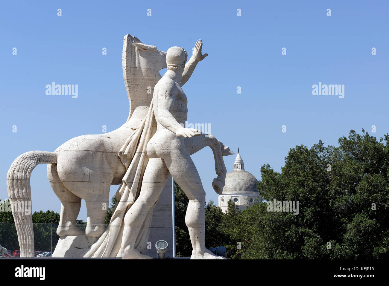 Classical statues surround the Palazzo della Civilta Italiana, known as ...