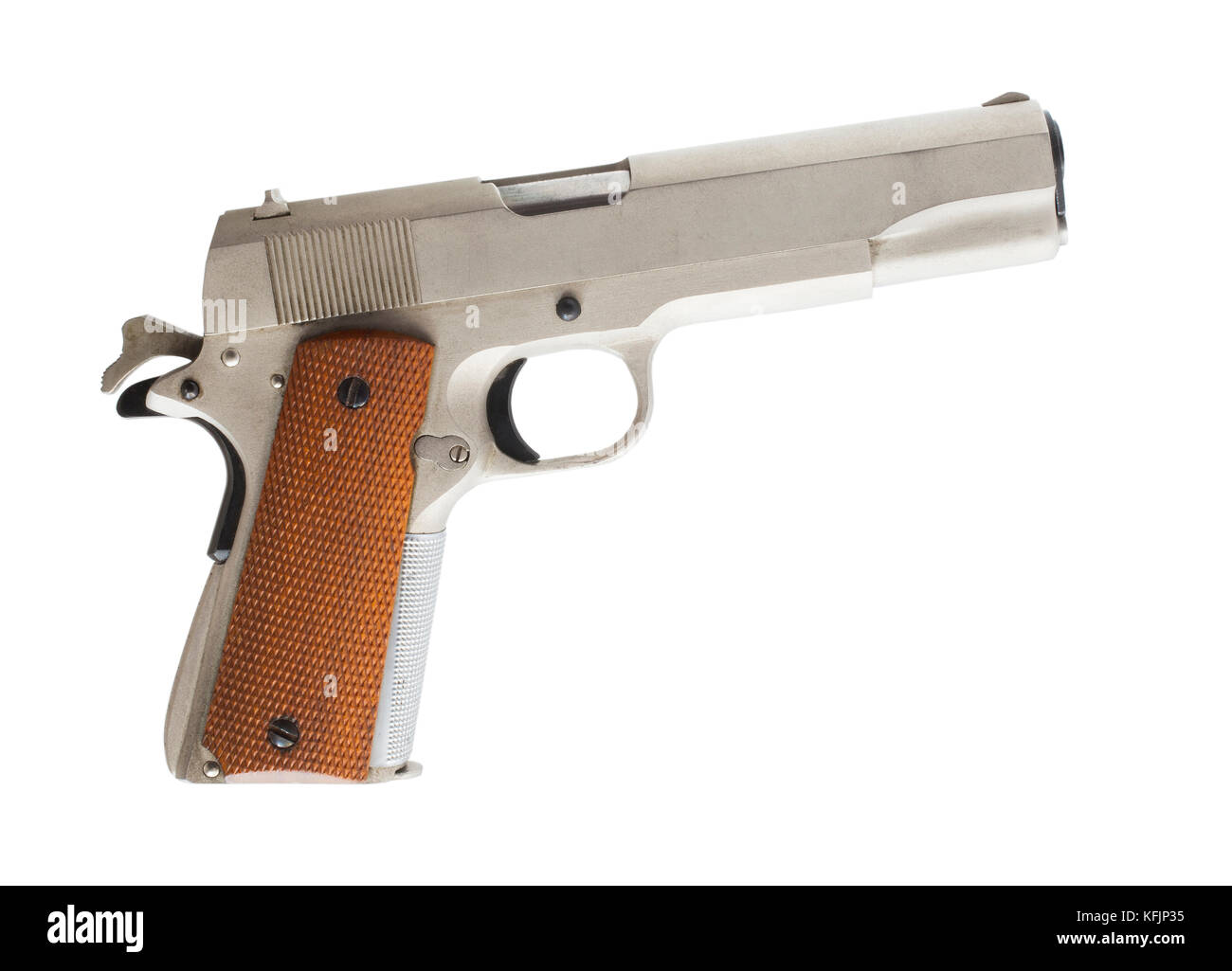 Self loading handgun isolated on a white background Stock Photo - Alamy