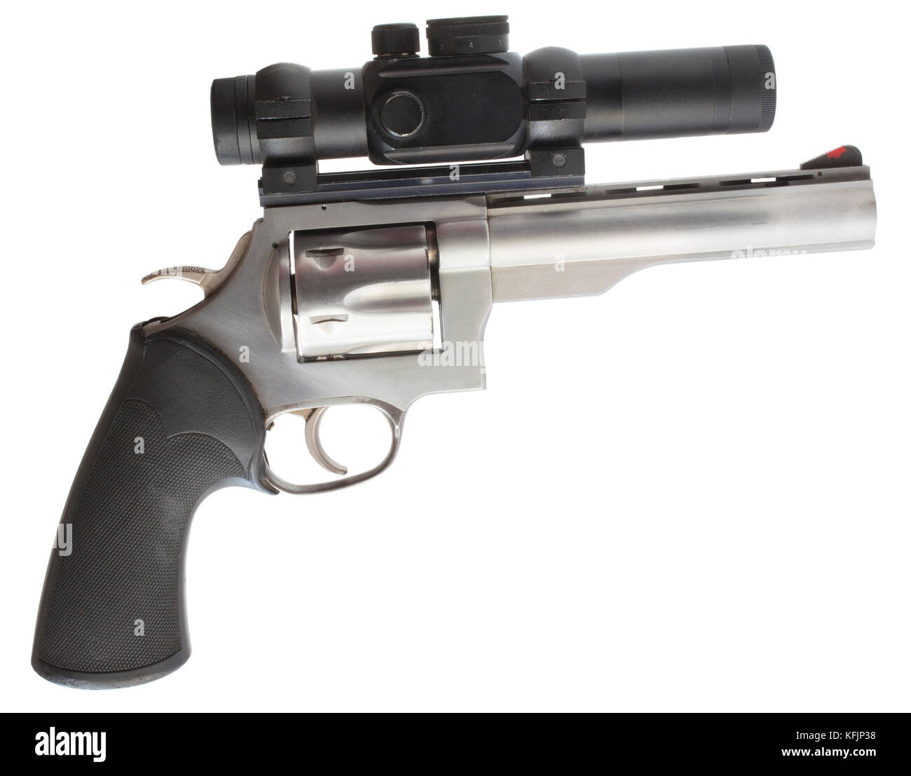 Large handgun with a scope isolated on white Stock Photo - Alamy