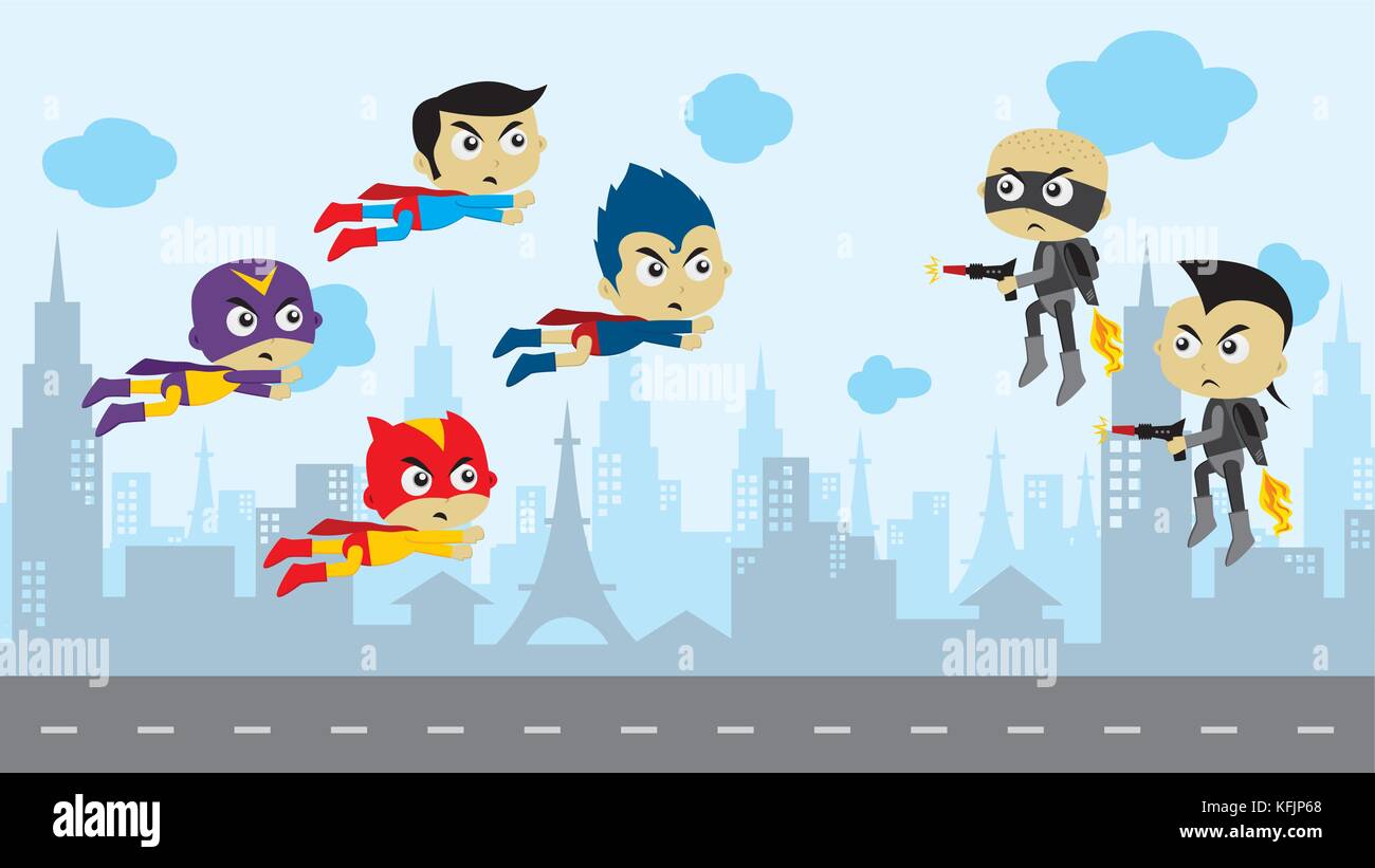 cartoon superhero game asset theme hero vector art illustration Stock ...