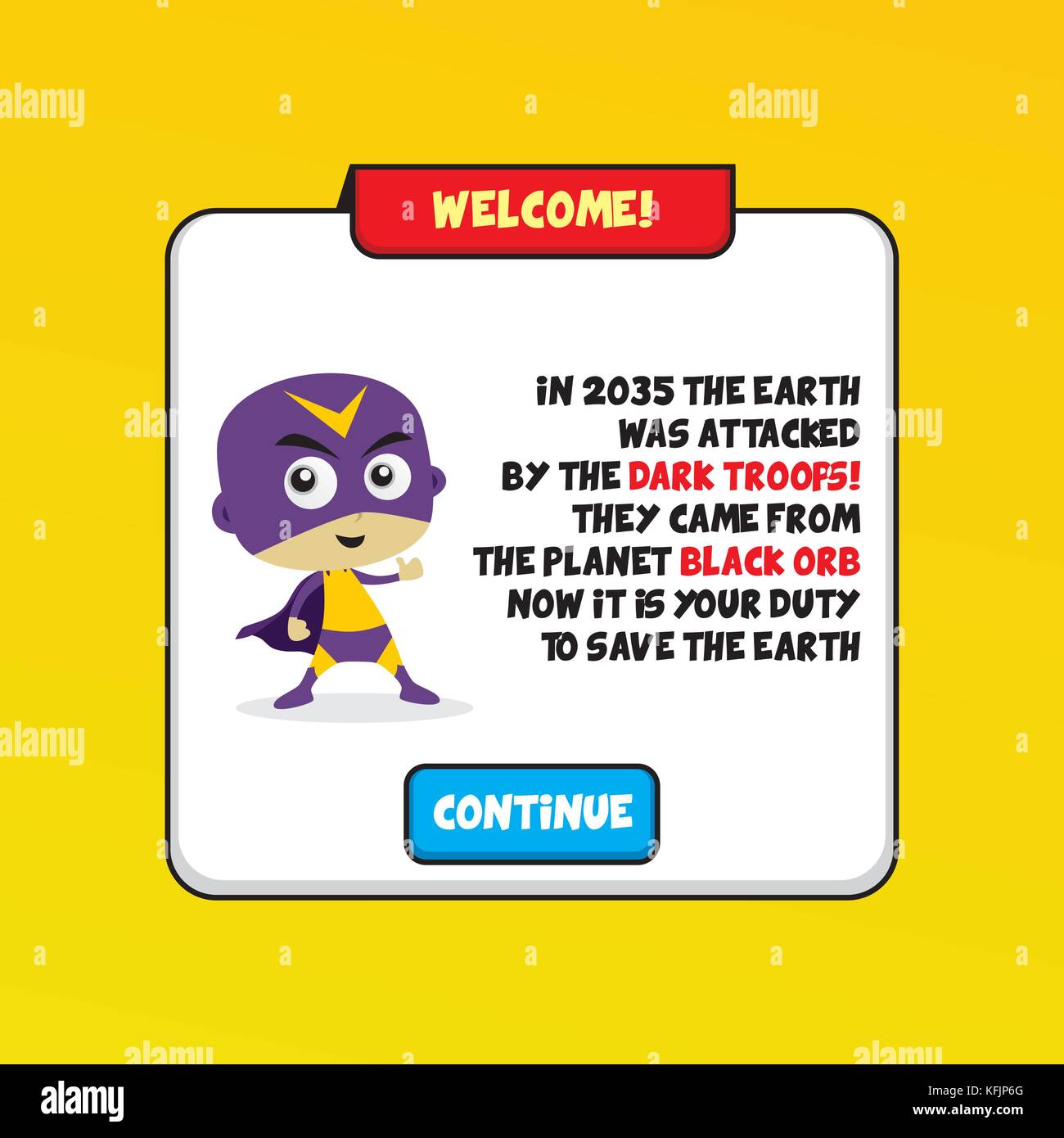 cartoon superhero game asset theme hero vector art illustration Stock ...