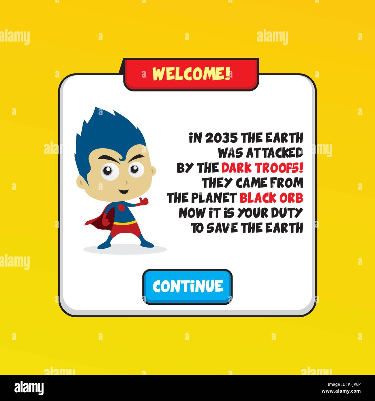 cartoon superhero game asset theme hero vector art illustration Stock ...
