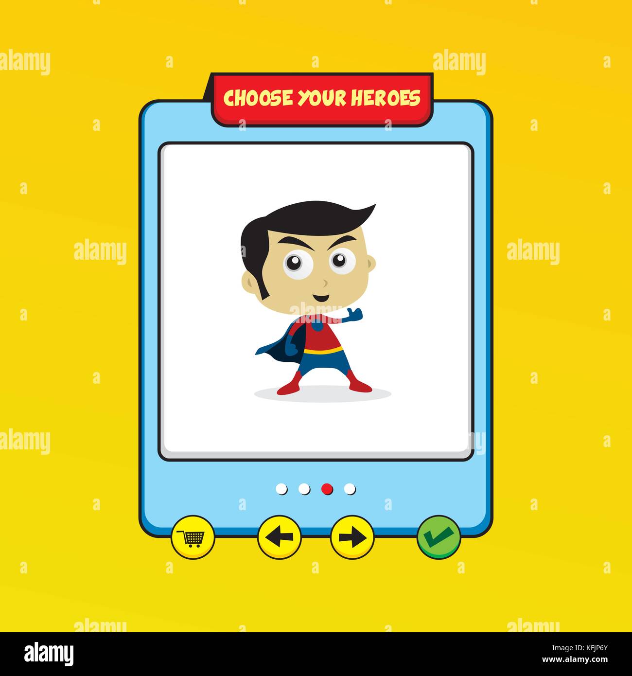 cartoon superhero game asset theme hero vector art illustration Stock ...