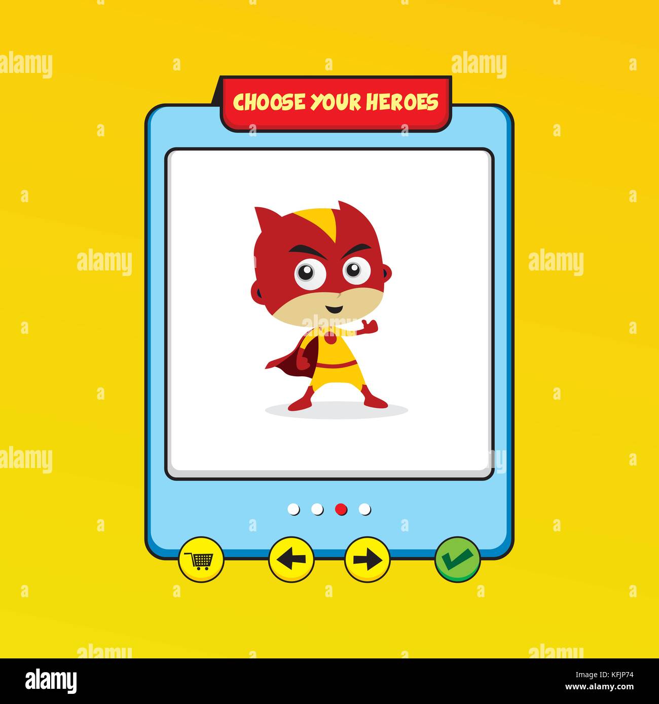cartoon superhero game asset theme hero vector art illustration Stock ...