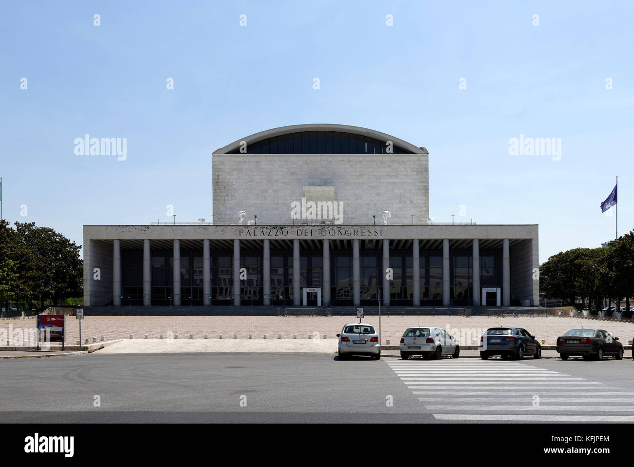 Front view of the Palazzo dei Congressi, the congress palace in the ...