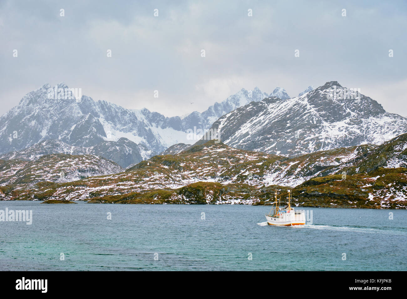 Fishing ship in fjord in Norway Stock Photo - Alamy