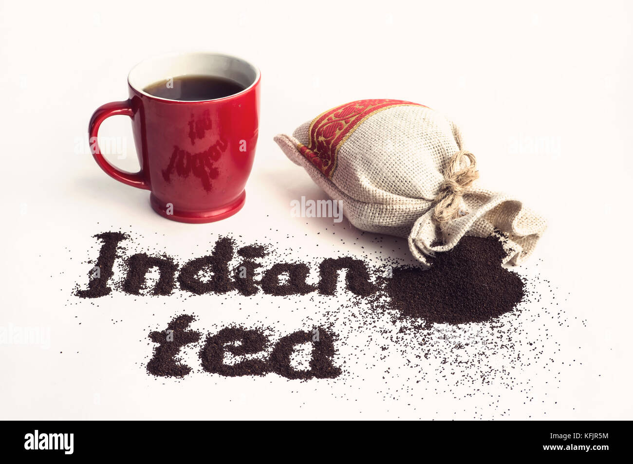 Indian tea - the words written on a white isolated background with the ...