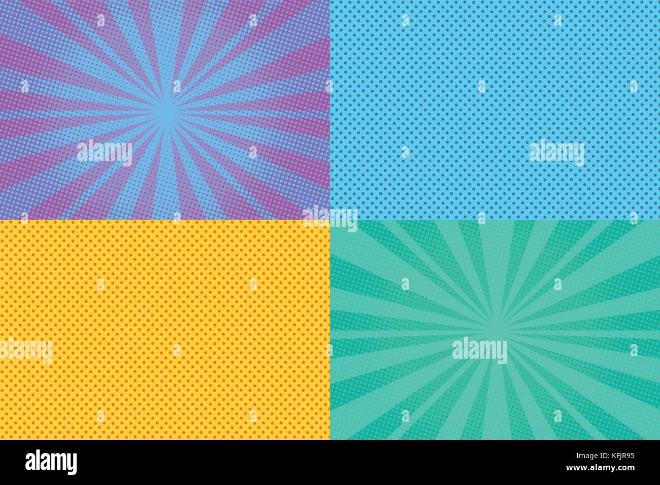 Collection of colored pop art retro backgrounds with halftones Stock ...