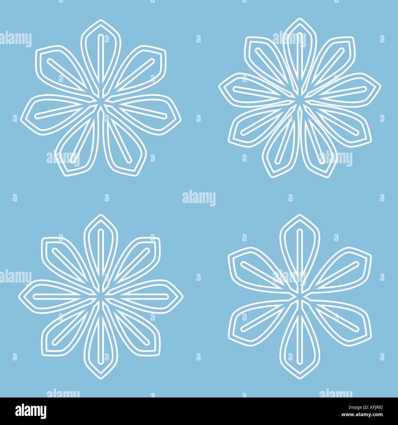 Set of simple round mandala snowflakes on blue background Stock Vector ...