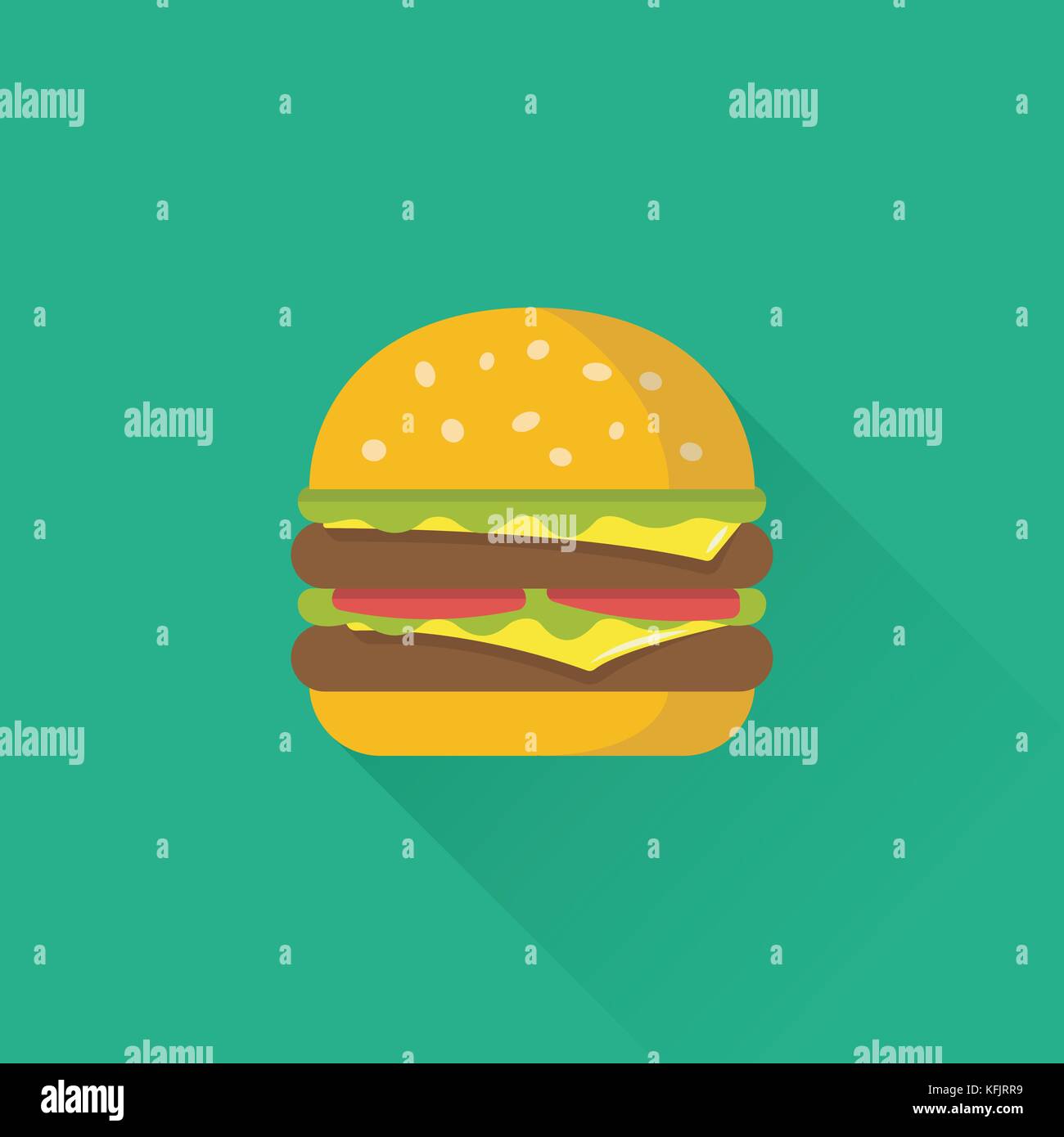 Hamburger icon with long shadow. Flat style vector illustration Stock ...