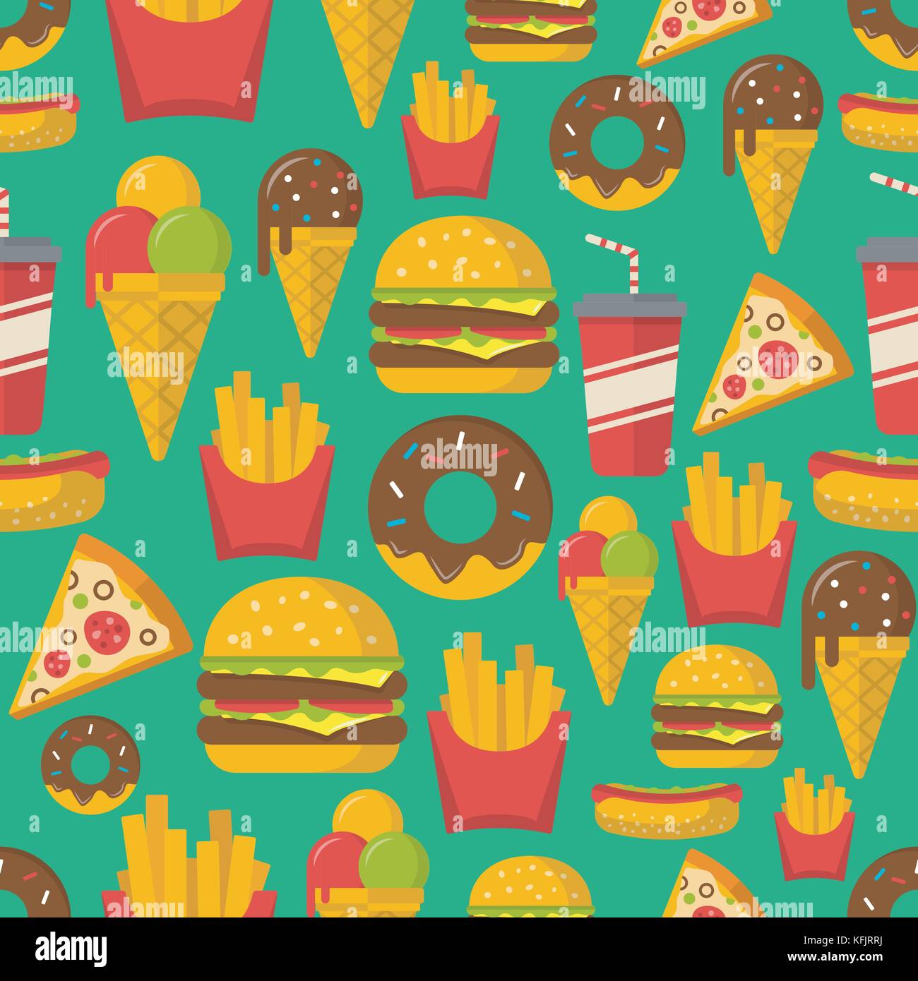 Fast food seamless patterns vector background. EPS10 Stock Vector Image & Art - Alamy