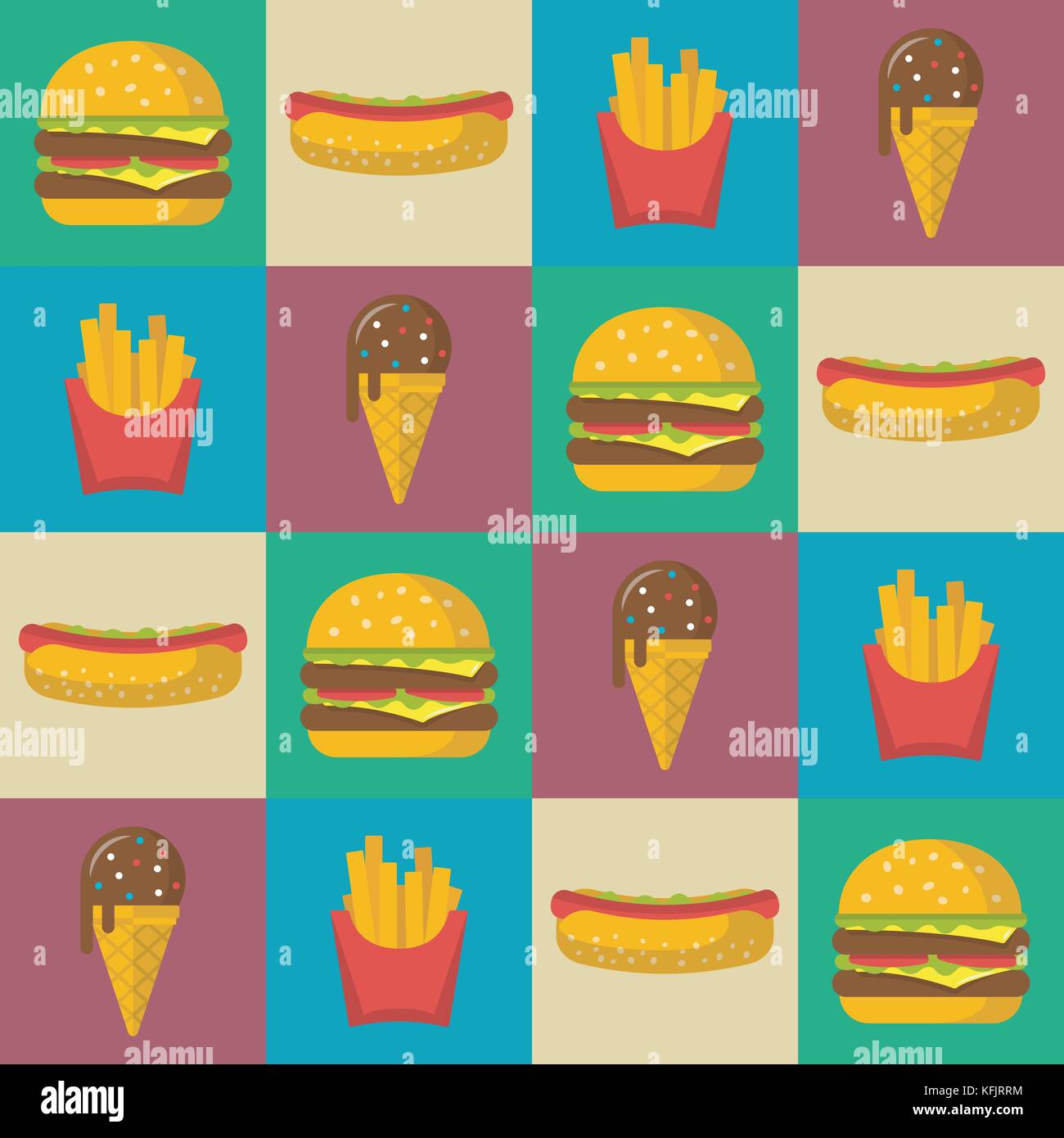 Fast food seamless patterns vector background. EPS10 Stock Vector Image & Art - Alamy